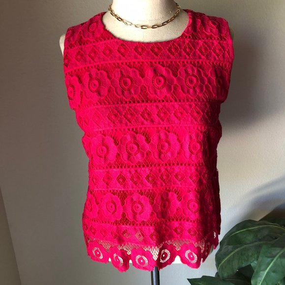 Sophie Rue | Tops | Hot Pink Floral Lace Top | Poshmark